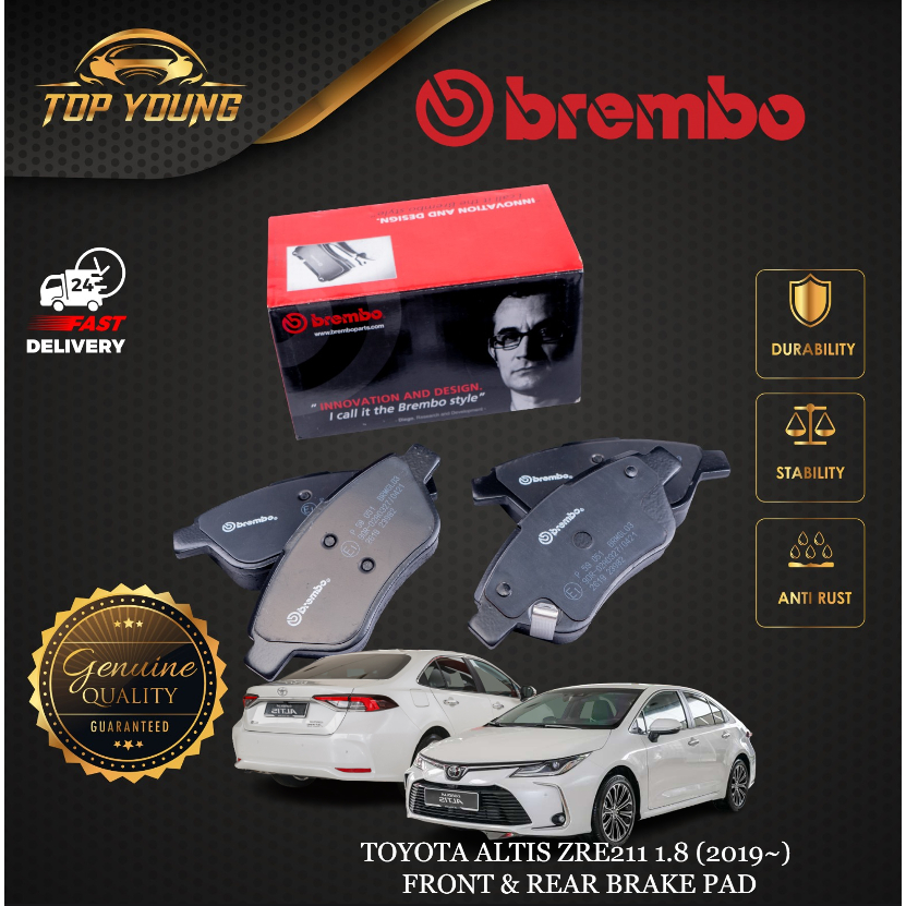 BREMBO TOYOTA ALTIS ZRE211 1.8 (2019~) FRONT OR REAR BRAKE PAD 100% ...