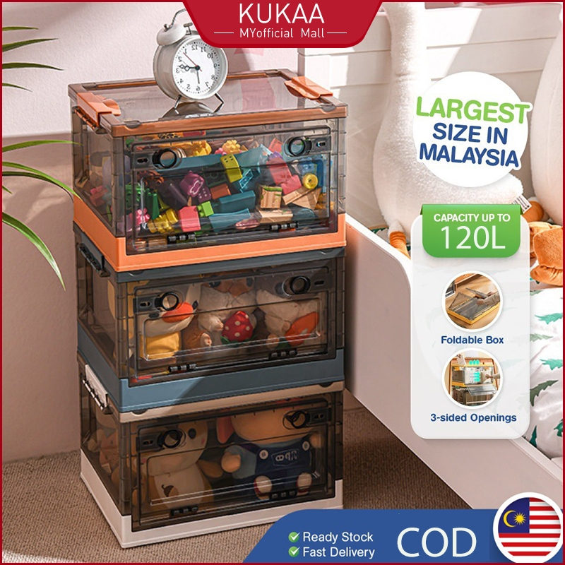 Kukaa Large Capacity Portable Transparent Storage Box Foldable ...