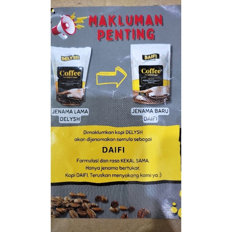 (DAIFI)Delysh Coffee No Added Sugar 20g x 15 sachets | Shopee Malaysia