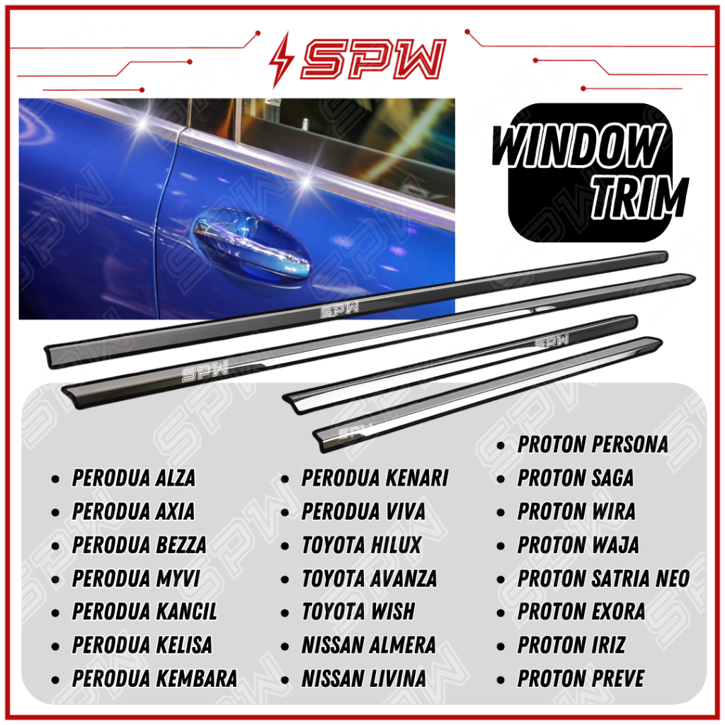 Window Panel Door Trim Perodua Proton Toyota (Chrome 4pcs) Stainless ...