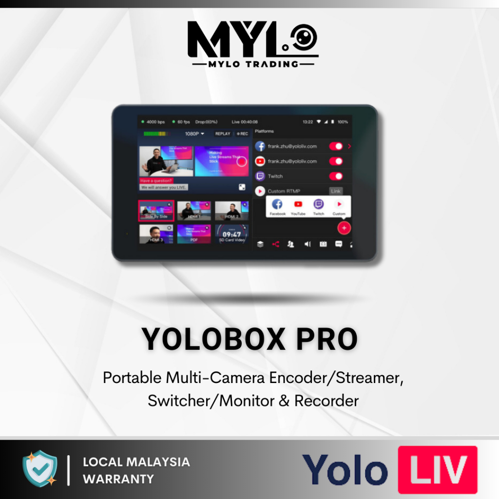 (READY STOCK) - YoloLiv YoloBox Pro Portable Multi-Camera Encoder/Streamer, Switcher/Monitor ...