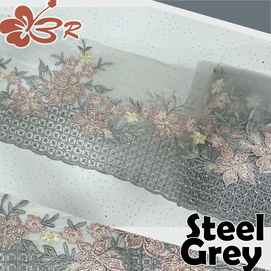 Renda Border Lace Batu Kilat / Kain Renda Corak Bunga Mewah / Sesuai ...