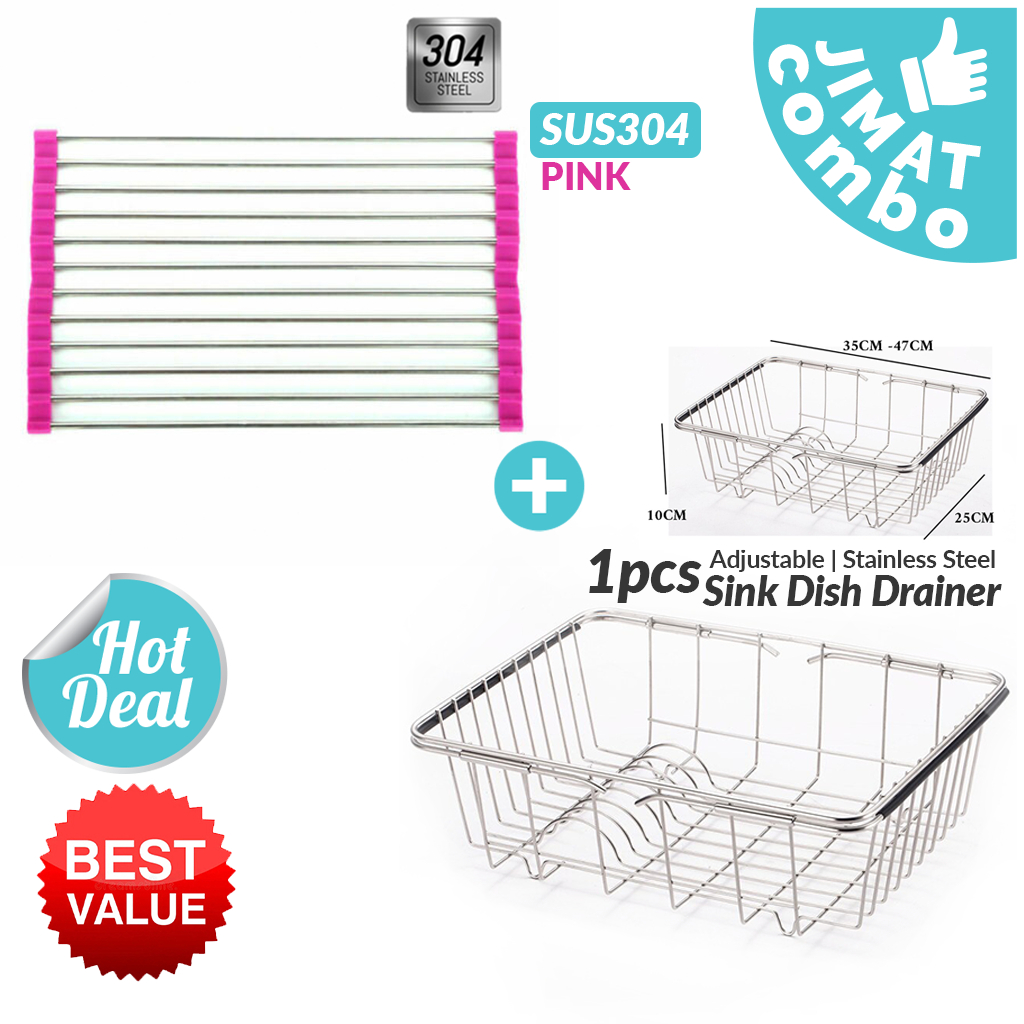 Stainless Steel Rack Foldable Dish Mat Drainer Folding Sink Drain Rack ...