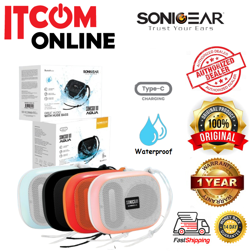 SONIC GEAR SONICGO! 101 AQUA PORTABLE BLUETOOTH WIRELESS SPEAKER (GREY ...