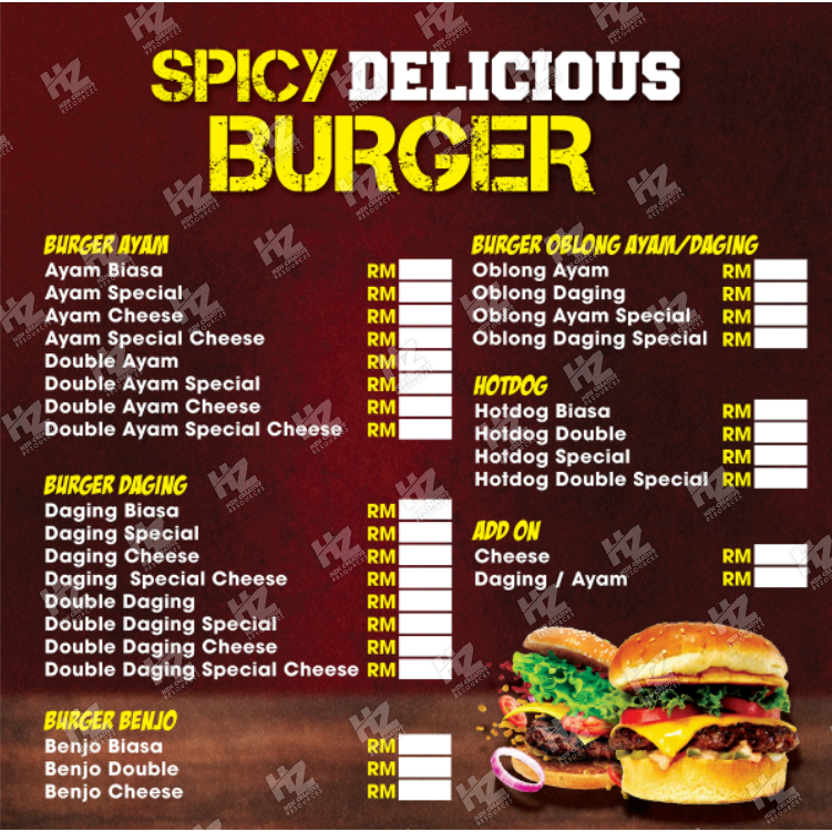 Sticker Cermin Stall Burger (MENU) | Shopee Malaysia