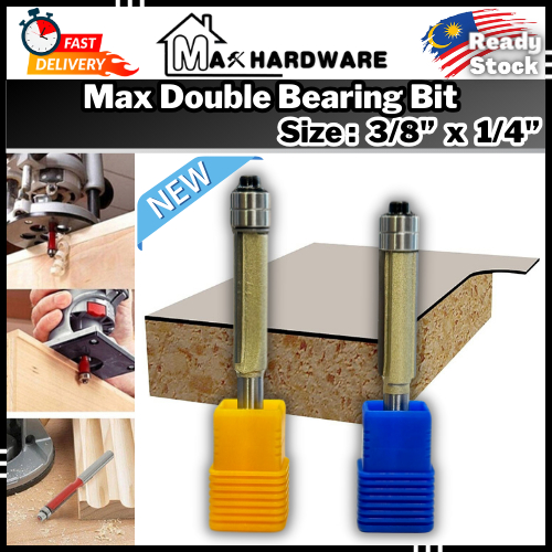 MAX ROUTER BIT 1/4 X 3/8 DOUBLE BEARING Straight Bit Wood Router ...