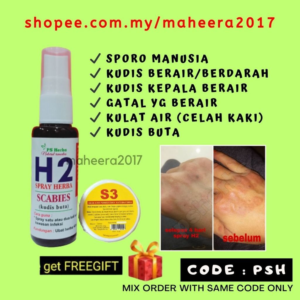Spray H2 PS Herbs Krim S3 Ubat Scabies Kudis Buta Viral Tiktok Kudis ...