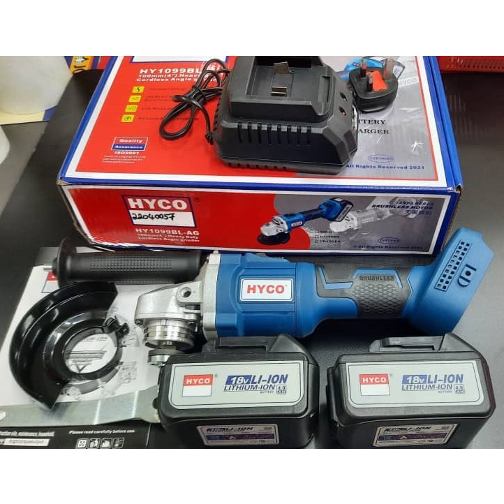 HYCO HY1099BL-AG 18V CORDLESS ANGLE GRINDER | Shopee Malaysia