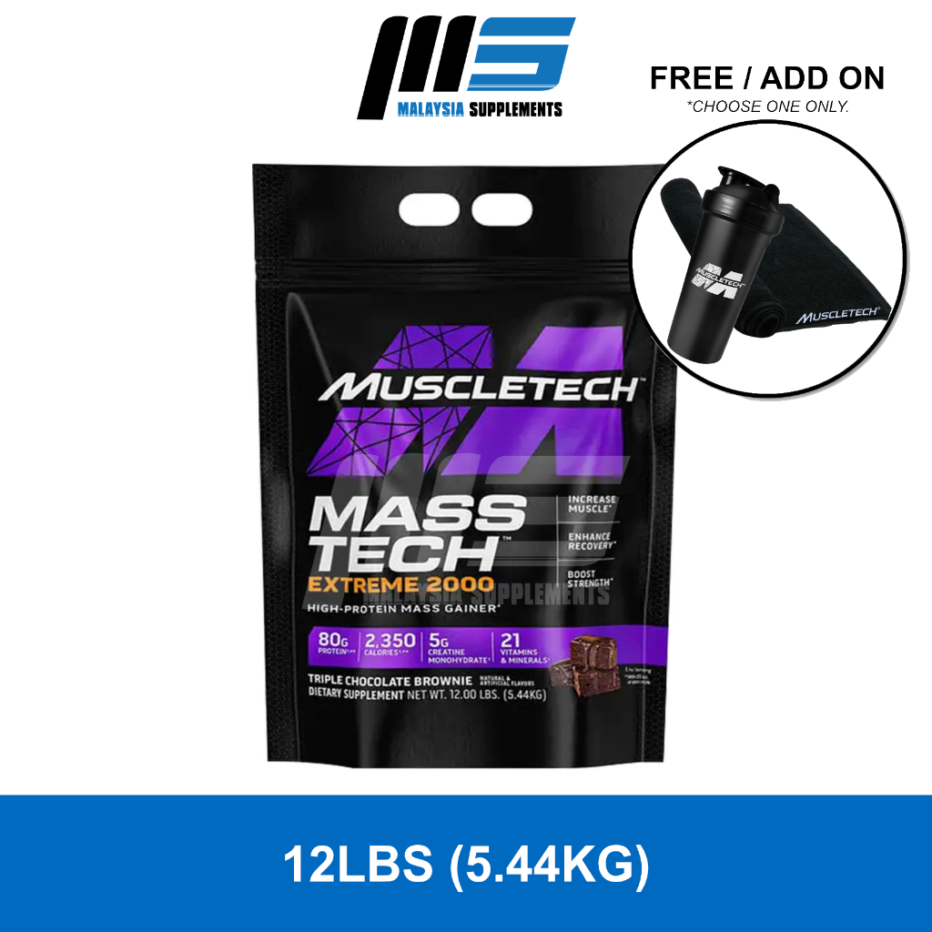 MuscleTech Mass Tech Extreme 2000 12lbs | Mass Gainer Muscle Builder ...