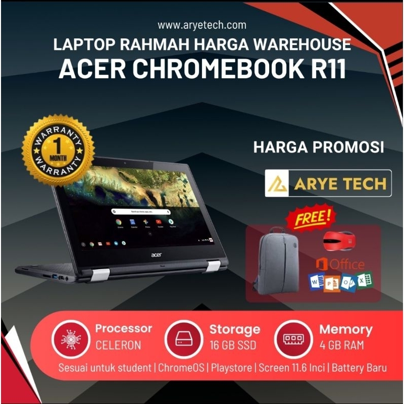 Laptop Acer Chromebook R11 Touchscreen | Intel Celeron | 4GB RAM | 16GB ...