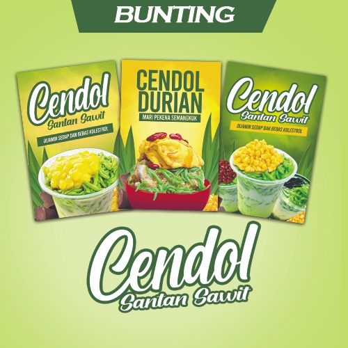 Banner bunting gerai jualan pasar malam cendol santan sawit durian ...