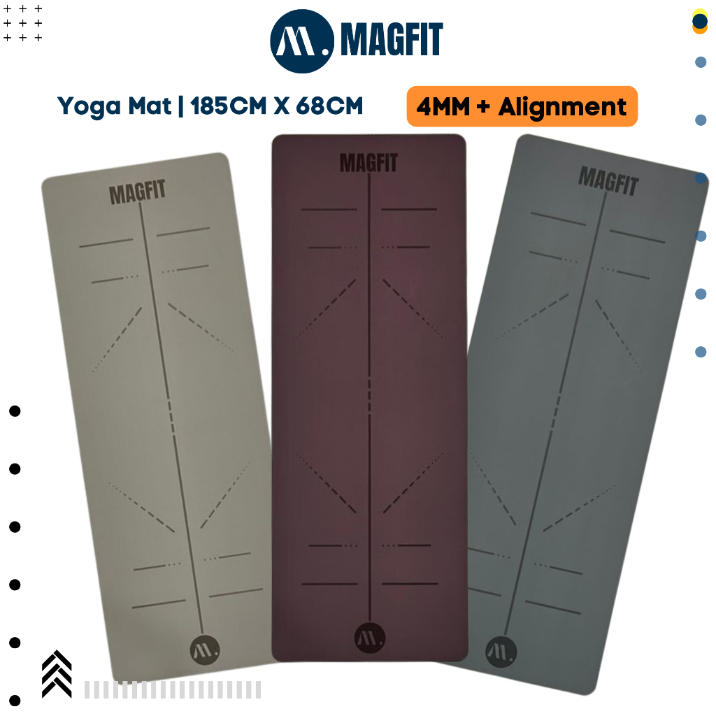 MAGFIT - Natural Rubber Oversized Matte Yoga Mat with Alignment ...