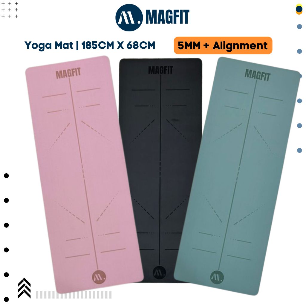 MAGFIT - Natural Rubber Oversized Matte Yoga Mat with Alignment ...