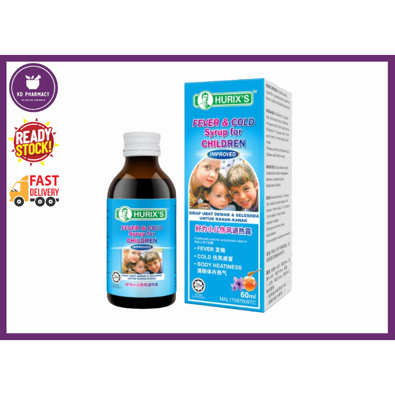 HURIX'S Fever & Cold Syrup For Children Improved Sirap Ubat Demam ...