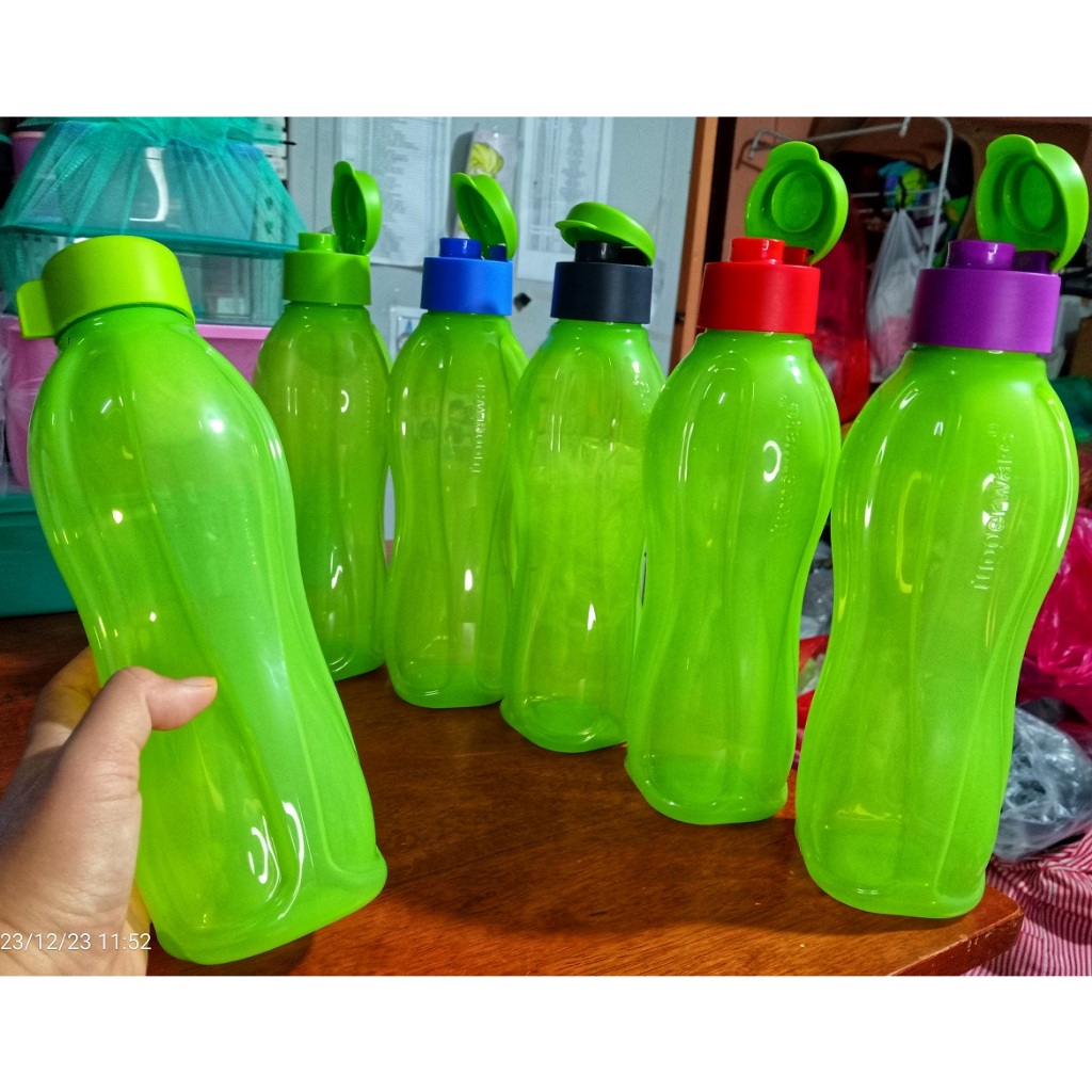 Tupperware Eco Bottle 1L Flip Top Green Colour BPA Free Water Botol Air ...