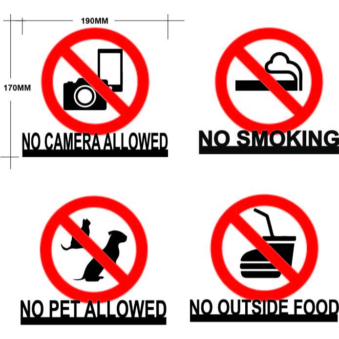 Diecut no smoking sign, no pet sign, no camera sign, no outside food ...