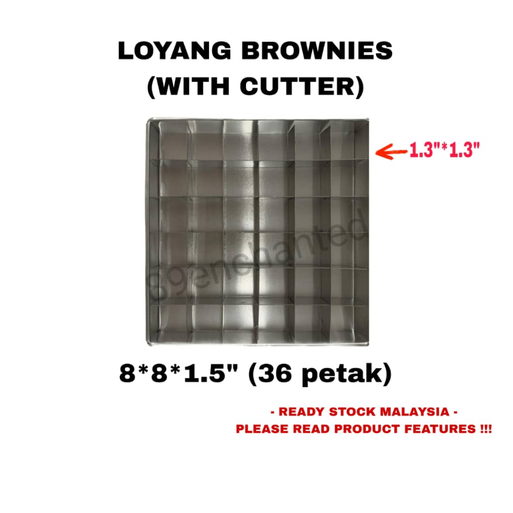 Loyang Brownies with Cutter 5inch 6 inch 7 inch 8 inch 9 inch 10 inch ...