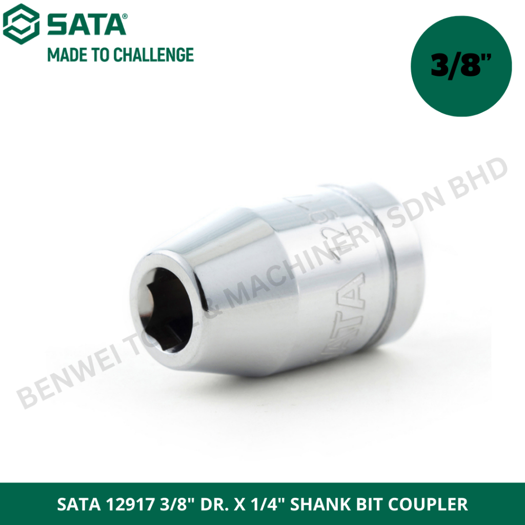 SATA 12917 3/8" DR. X 1/4" SHANK BIT COUPLER / SATA SHANK BITS BOX ...