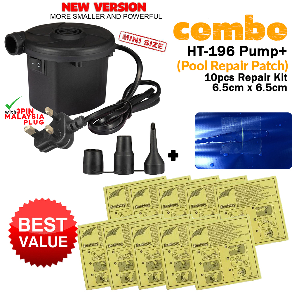 HT-196 PORTABLE ELECTRIC AC AIR INFLATION PUMP INFLATE DEFLATE FOR POOL BED MATTRESS | Shopee ...