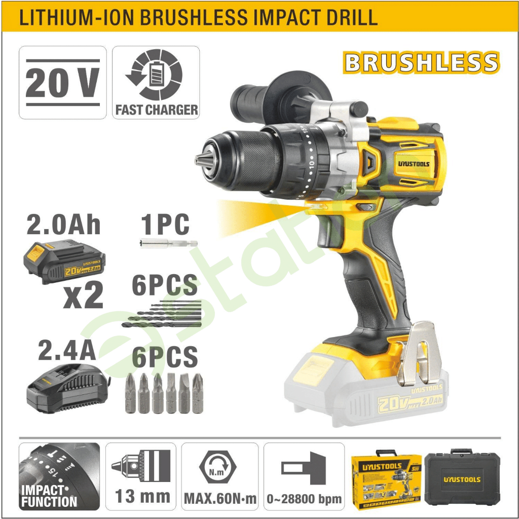 UYUSTOOLS UY-ITL202 LITHIUM-ION BRUSHLESS IMPACT DRILL | Shopee Malaysia