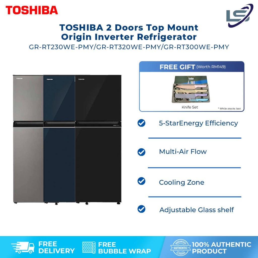 TOSHIBA 220L/270L/310L 2 Doors Top Mount Origin Inverter Refrigerator ...