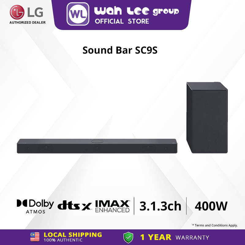 LG SC9S 400W 3.1.3 Hi-Res Dolby Atmos Sound Bar with Subwoofer SC9S WAH ...