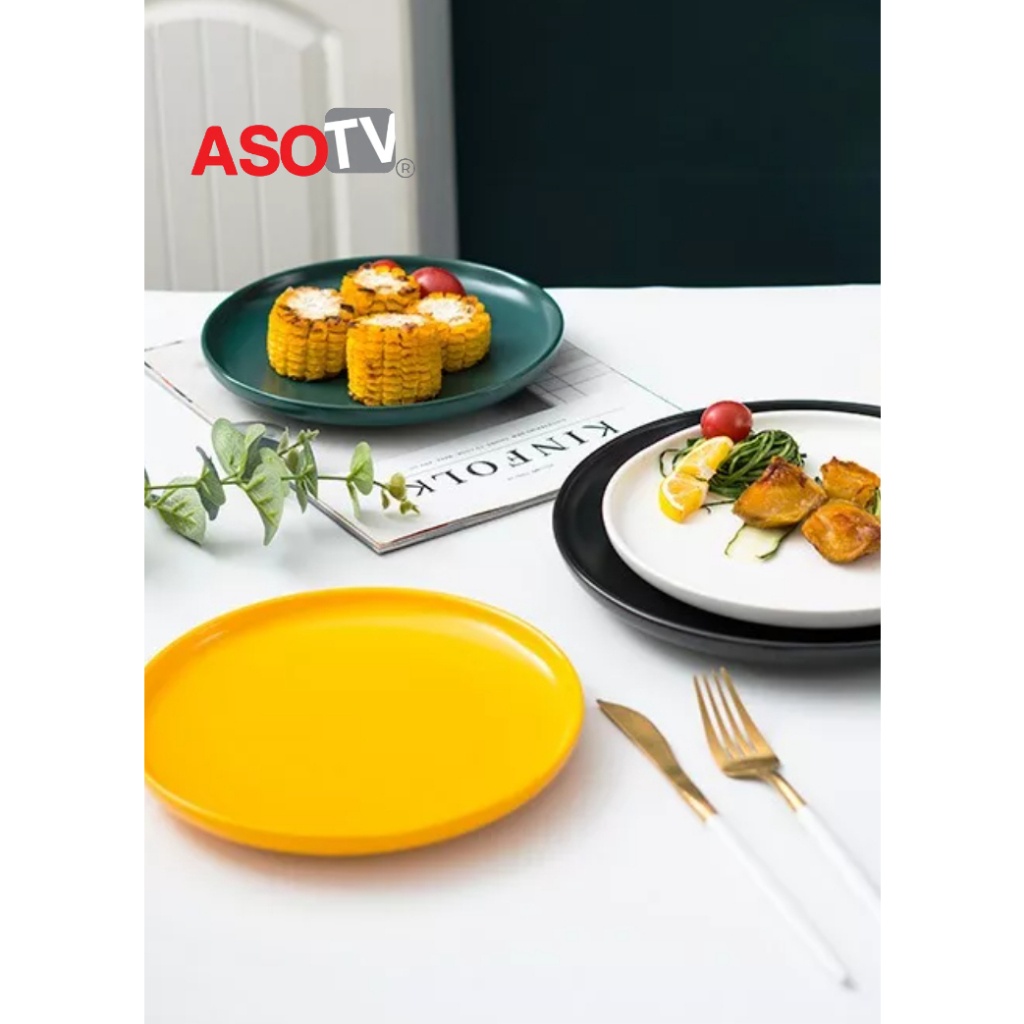 ASOTV® Nordic Style Ceramic 10" Plate with Handle Bakeware Tableware ...