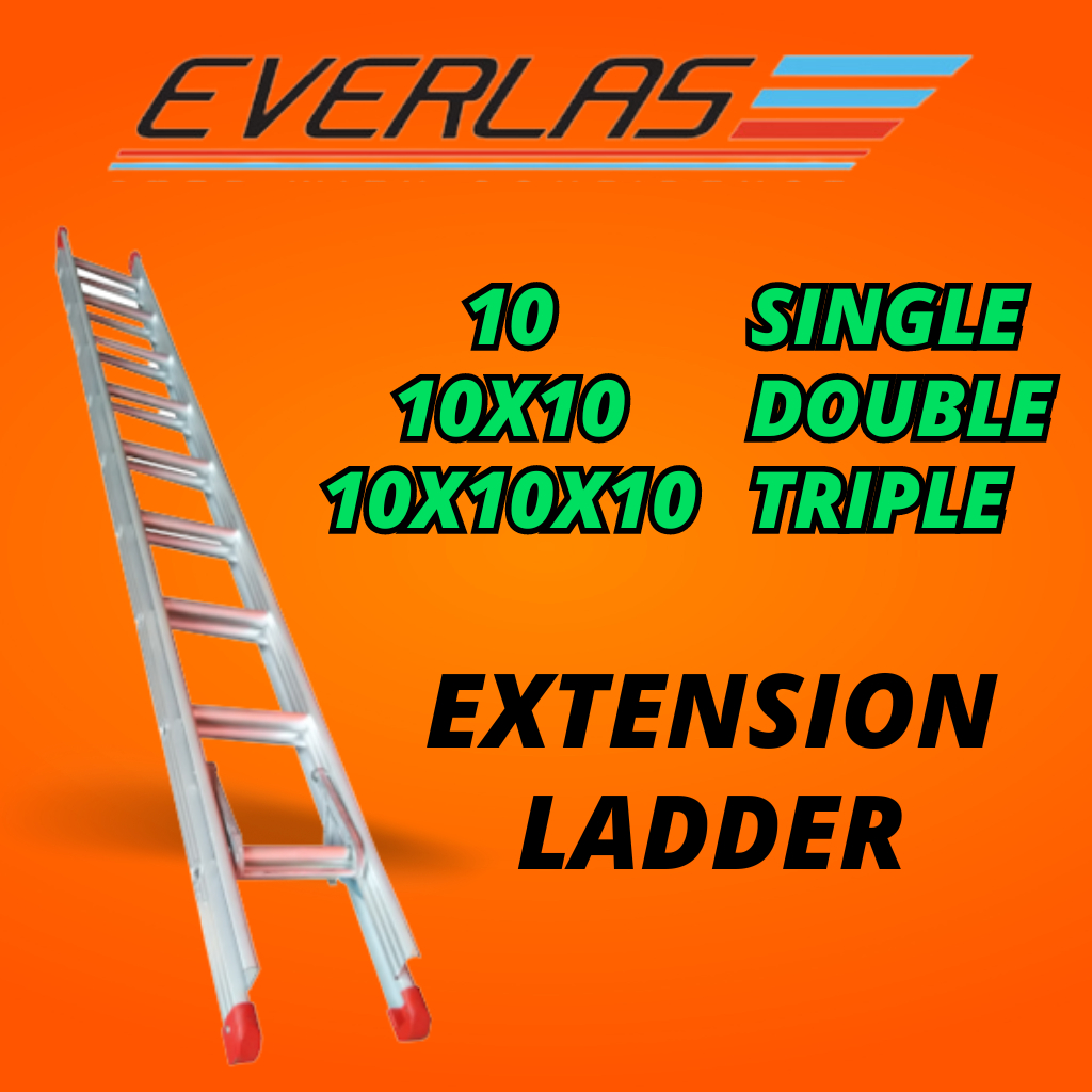 (Sirim) 10 Feet Everlas Extension Ladder 10x10 /10x10x10 Tangga Slide ...
