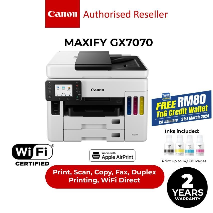 Canon Printer MAXIFY GX7070 - Print, Scan, Copy, Fax - Wireless, Wired ...