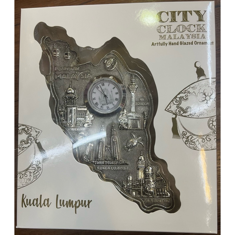 Malaysia map souvenir Metal table clock decoration twin tower KLCC ...