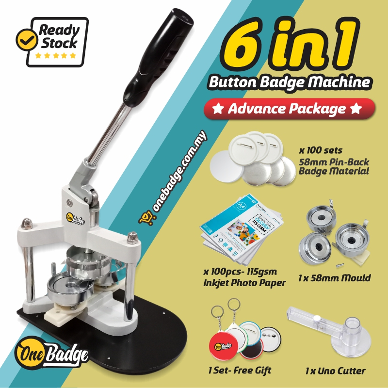 6 in 1 Button Badge Machine Combo Package- Greyton (Advance Level ...