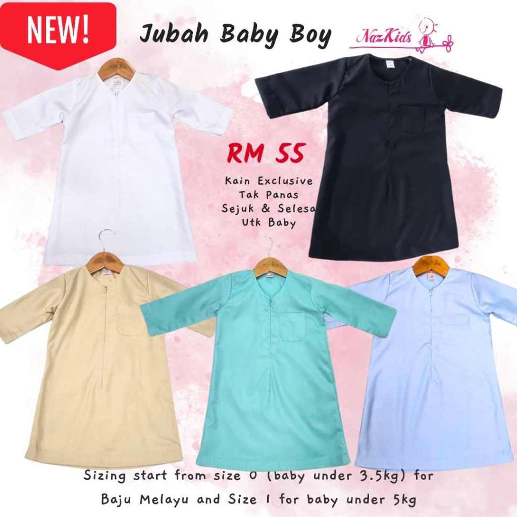 *24JM SHIP* Jubah Baby Boy, Jubah Bayi Lelaki Jubah Newborn Jubah ...