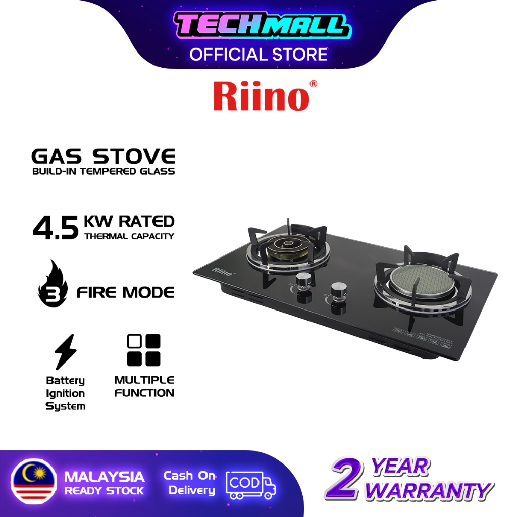 Riino ND2F Tempered Glass Gas Stove Build-In / Tabletop Hybrid Gas ...