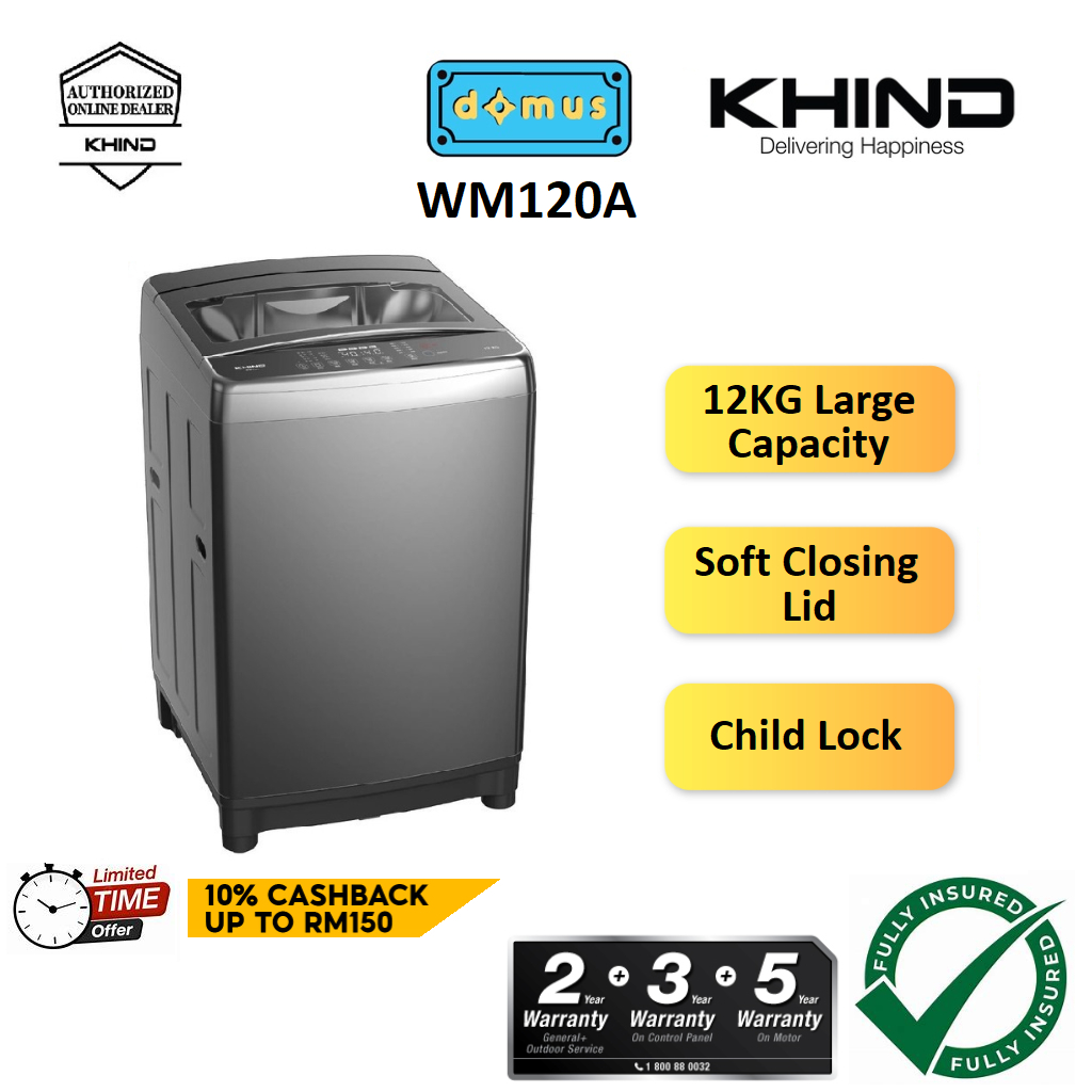 Khind Washing Machine 12KG Top Load Washer Machine Mesin Basuh Auto ...