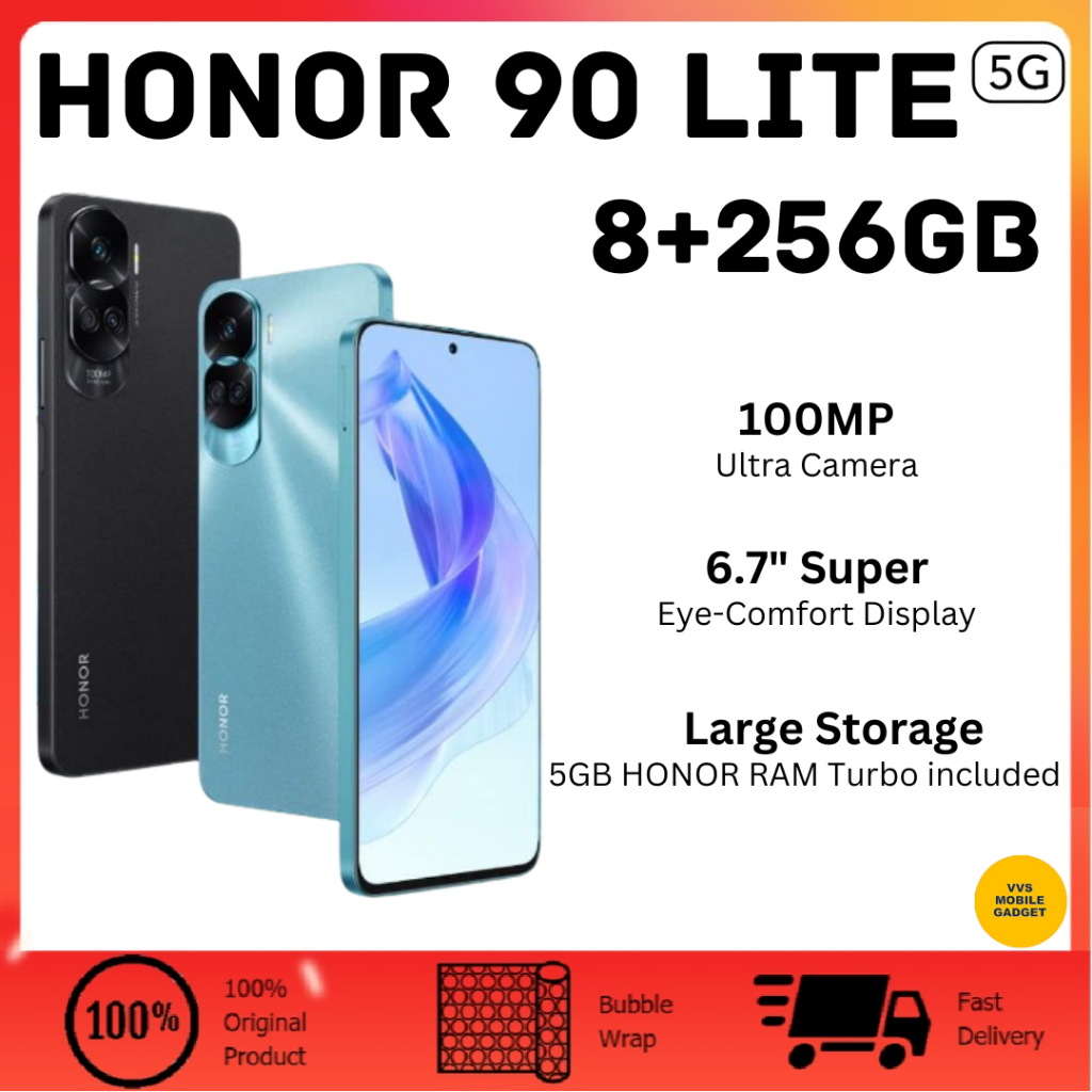 Honor 90 Lite 5G (8GB+256GB) Original Smartphone│100MP Super Clear Camera│6.7” Edgeless Eye ...