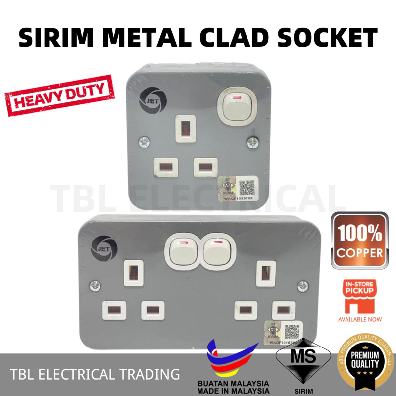 🔥SIRIM🔥Heavy Duty 13A Metal Socket 13A Metal Clad Switch Socket Besi ...