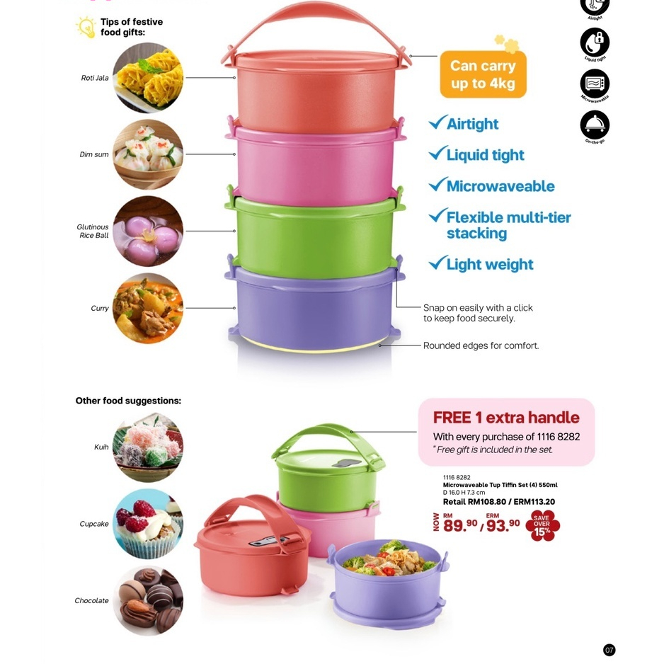 🔥READY STOK🔥 [ORI💯] TUPPERWARE Tup Tiffin Set 550ml x 1set | Shopee ...