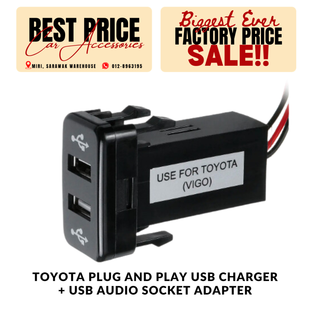TOYOTA Plug And Play USB Charger + USB Audio Socket Adapter | Shopee ...
