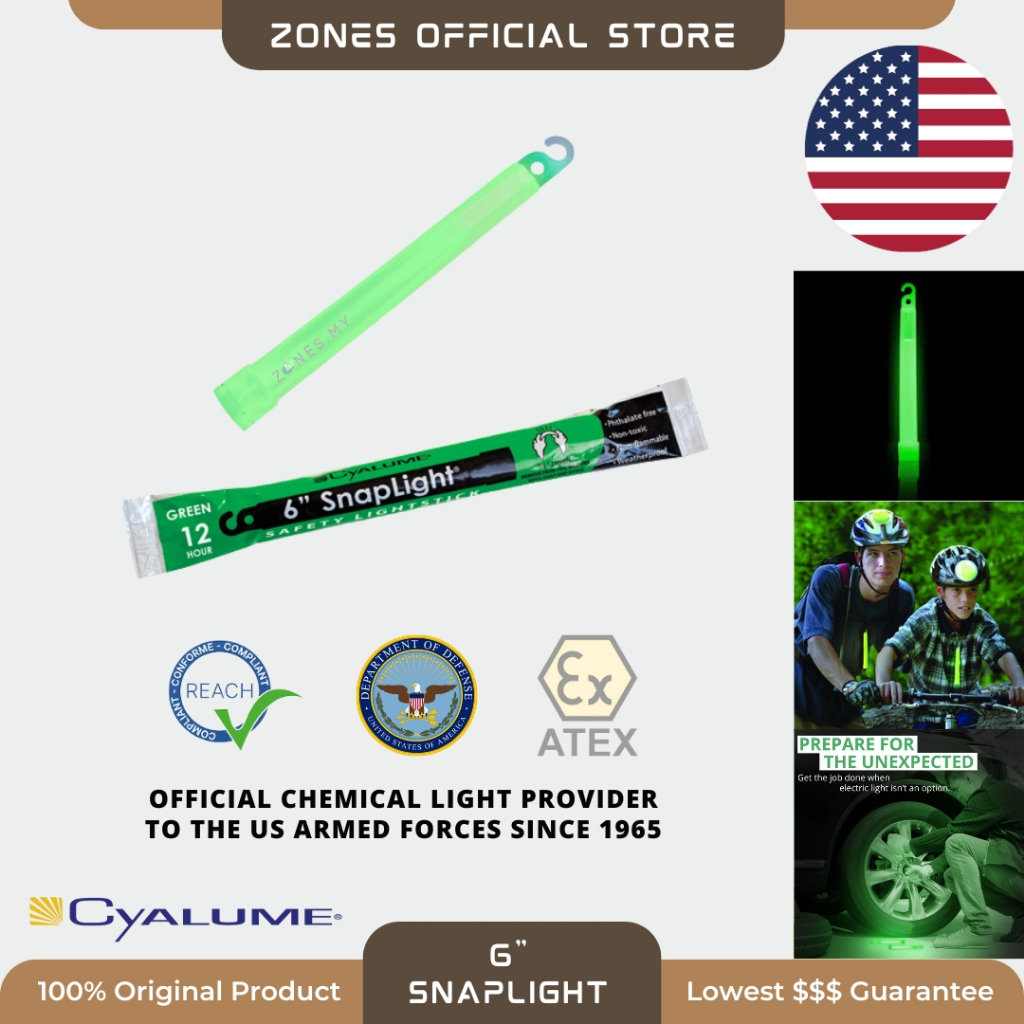 GREEN | 🇺🇸 Cyalume 6" SnapLight Industrial Grade Glow Light Sticks | 12 ...