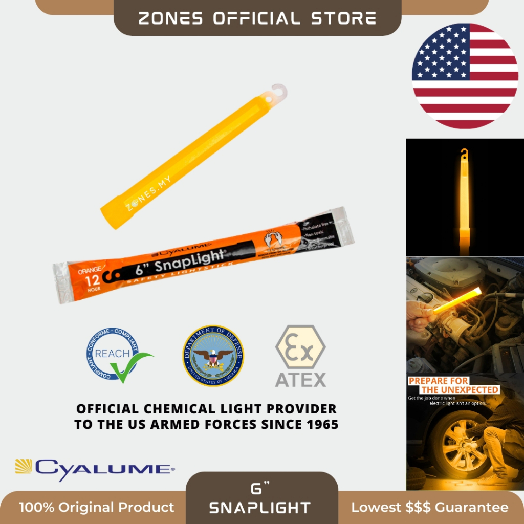 ORANGE | 🇺🇸 Cyalume 6" SnapLight Glow Light Sticks | 12 Hours ...