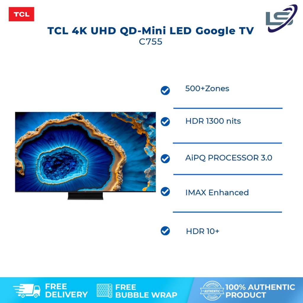 TCL 55"/65"/75"/85"/98" 4K UHD QD-Mini LED Google TV | 55C755/65C755 ...
