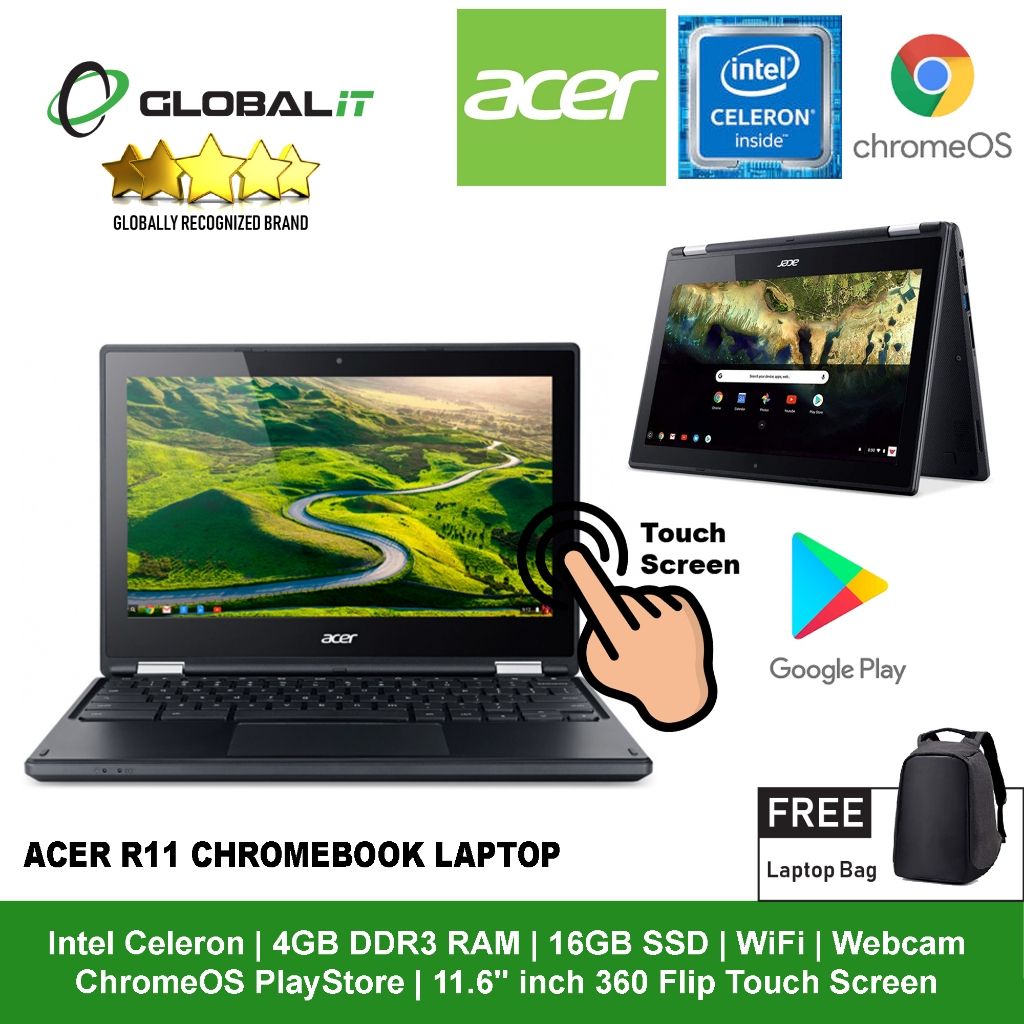 (Refurbished) Acer R11 Laptop / 11.6 inch Touch Display / Intel Celeron / 4GB RAM / 16GB SSD ...
