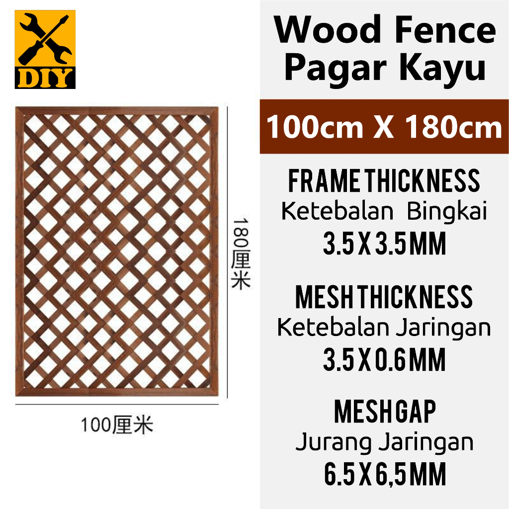 Pagar Kayu Wood Fencing XNet 180/200cm Outdoor Quality Wood Partition ...