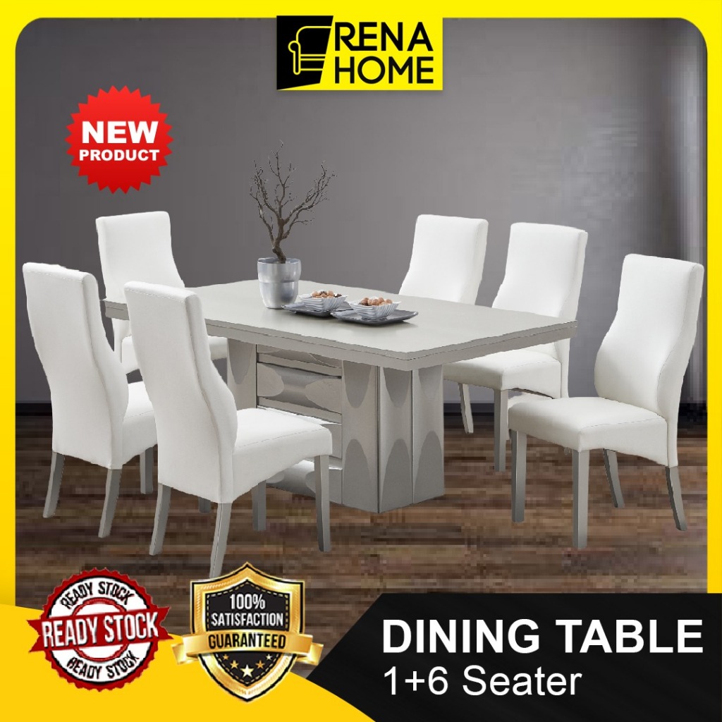 [FREE SHIPPING] Marble Dining Set | 6 Seater Dining Set | Budget Modern ...