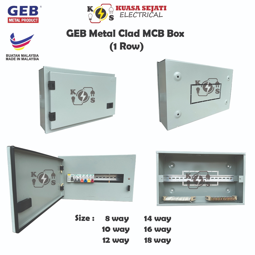 GEB Single Row Metal Clad Distribution Box GS-8 8Way / GS-10 10Way / GS ...