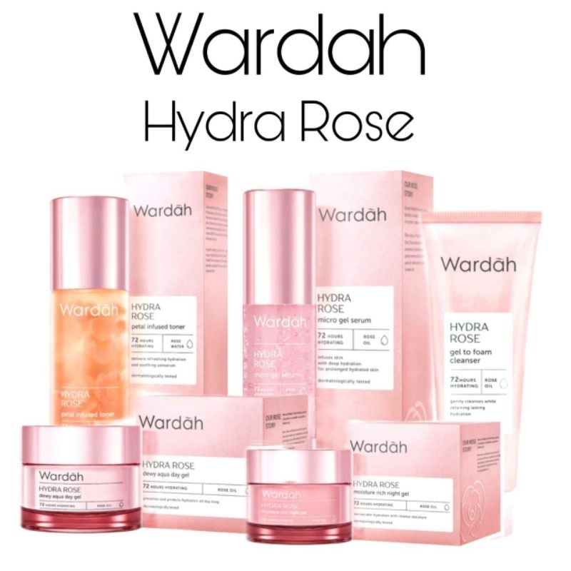 Wardah Hydra Rose Series Pencuci Muka Gel Cleanser | Toner | Night ...