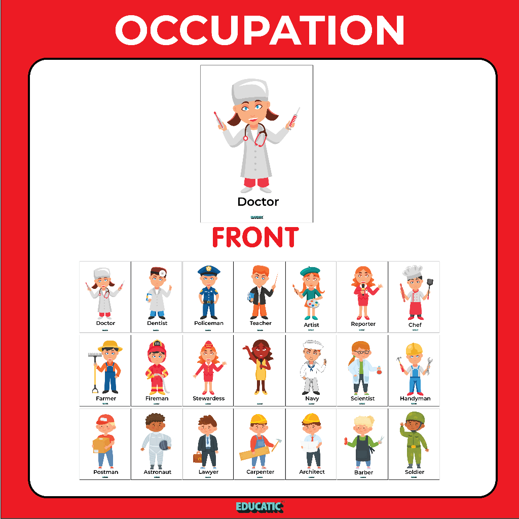 Big English Flash Card Job Occupation Class Word Cards Early Education ...