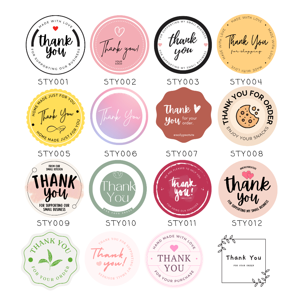 50pcs Thank You Sticker | Stiker Terima Kasih | Handmade Sticker Label ...