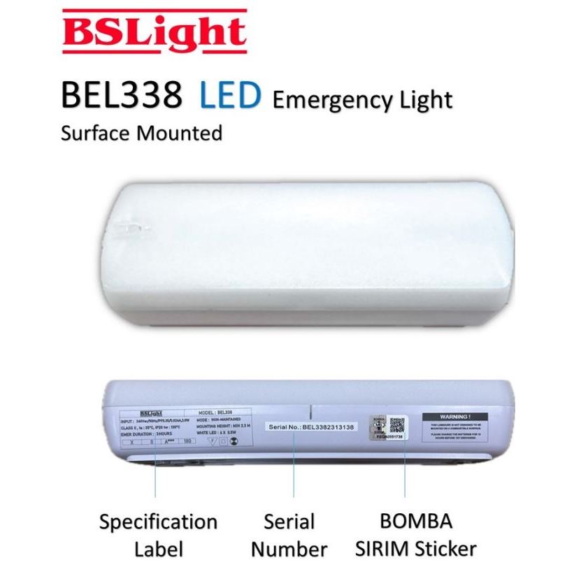 BSlight BEL338 LED Emergency Light Surface Box Up / BS Light Lampu ...