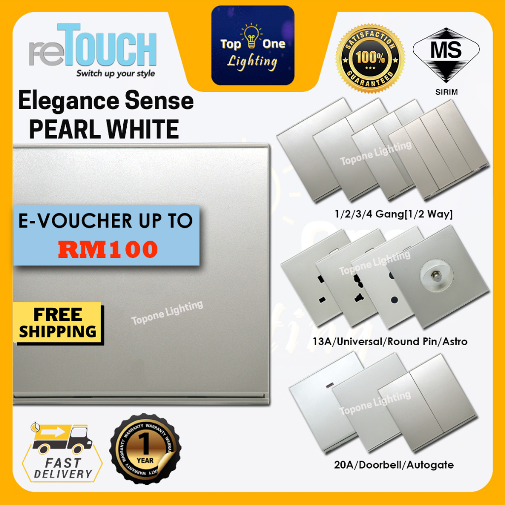 🔥SIRIM🔥Retouch Elegance Sense's Switch Socket Modern Design Pearl White ...